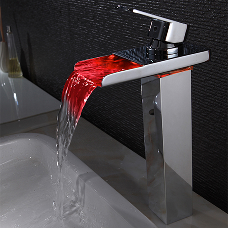 Color Changing LED Light Faucet | Hot & Cold Water Mixer | Waterfall ...