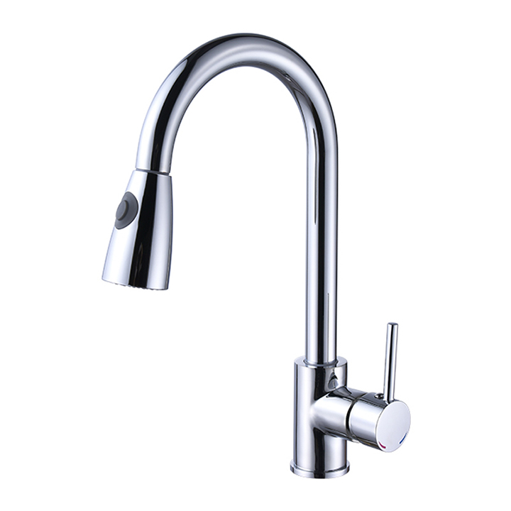 Retractable Spout Kitchen Faucet | Stream Spray Head | Hot & Cold Water ...