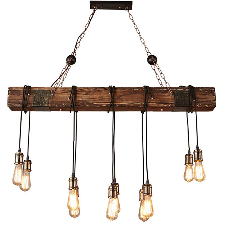 Rustic Timber Wood Hanging Light | Retro Pendant Light | Wood Head Down ...